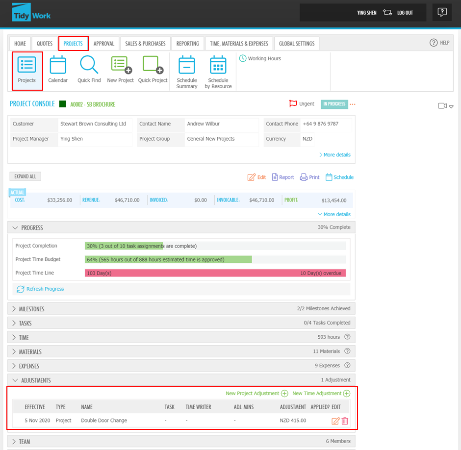 How To Add Time Adjustments To A Project